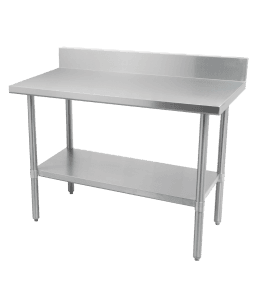 Work Table with Backsplash & Stainless Steel Legs & Undershelf | Thorinox